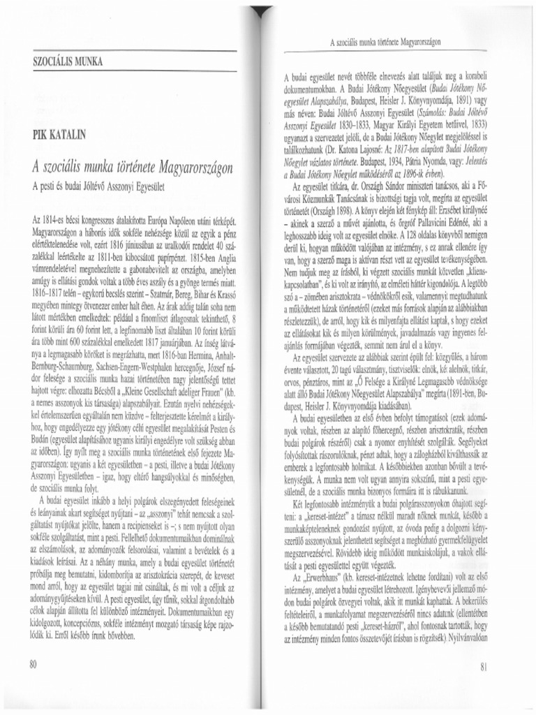 A Szocialis Munka Története Magyarországon | PDF