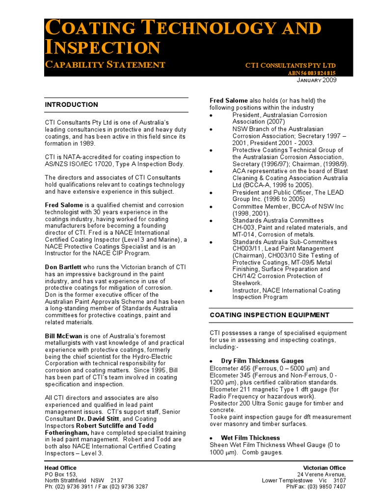 Coatings Technology and Inspection | PDF | Occupational Safety And ...