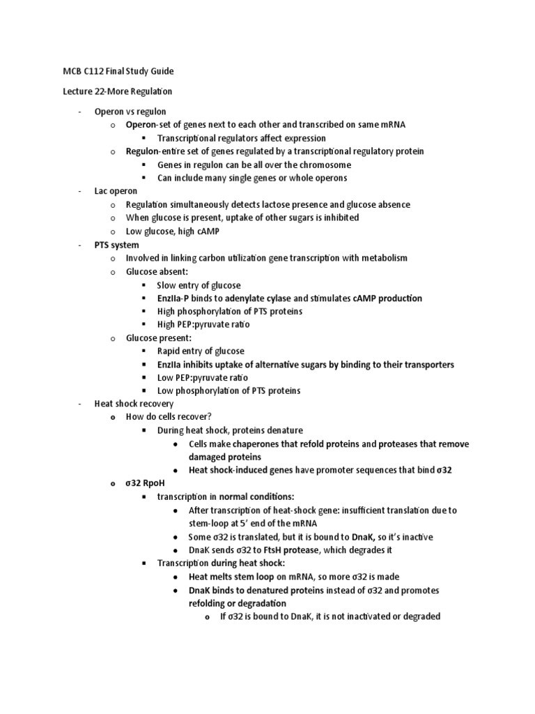 MCB C112 Study Guide Overview | PDF | Biofilm | Chemotaxis