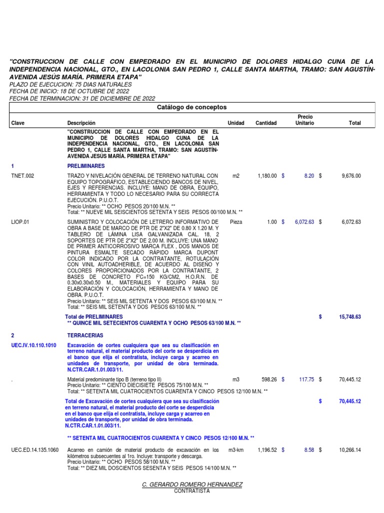 G Catálogo de Conceptos | PDF | Hormigón | Materiales de construcción
