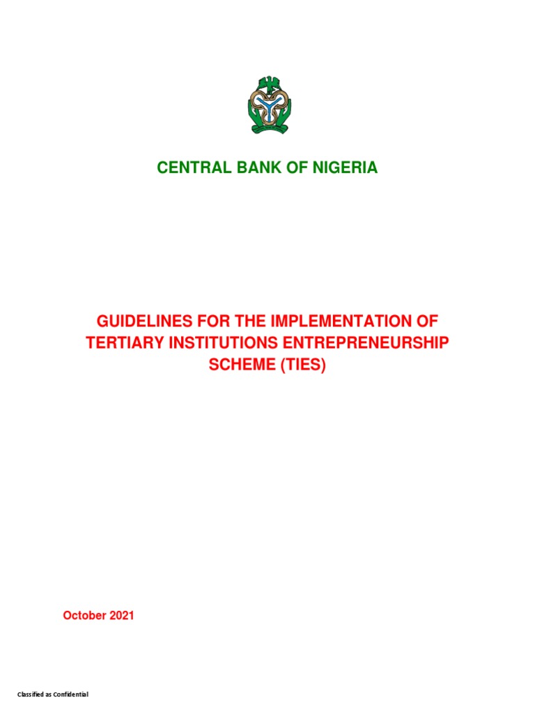 CBN TIES Guidelines | PDF | Entrepreneurship | Interest