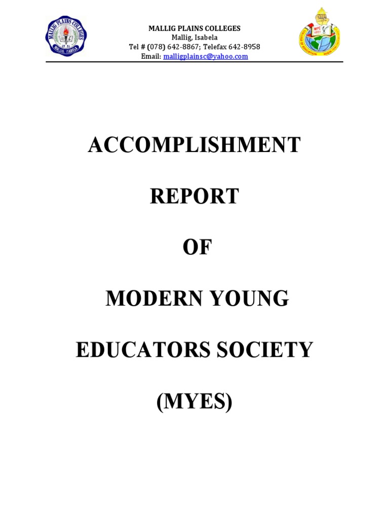 Accomplishment Report MYES | PDF