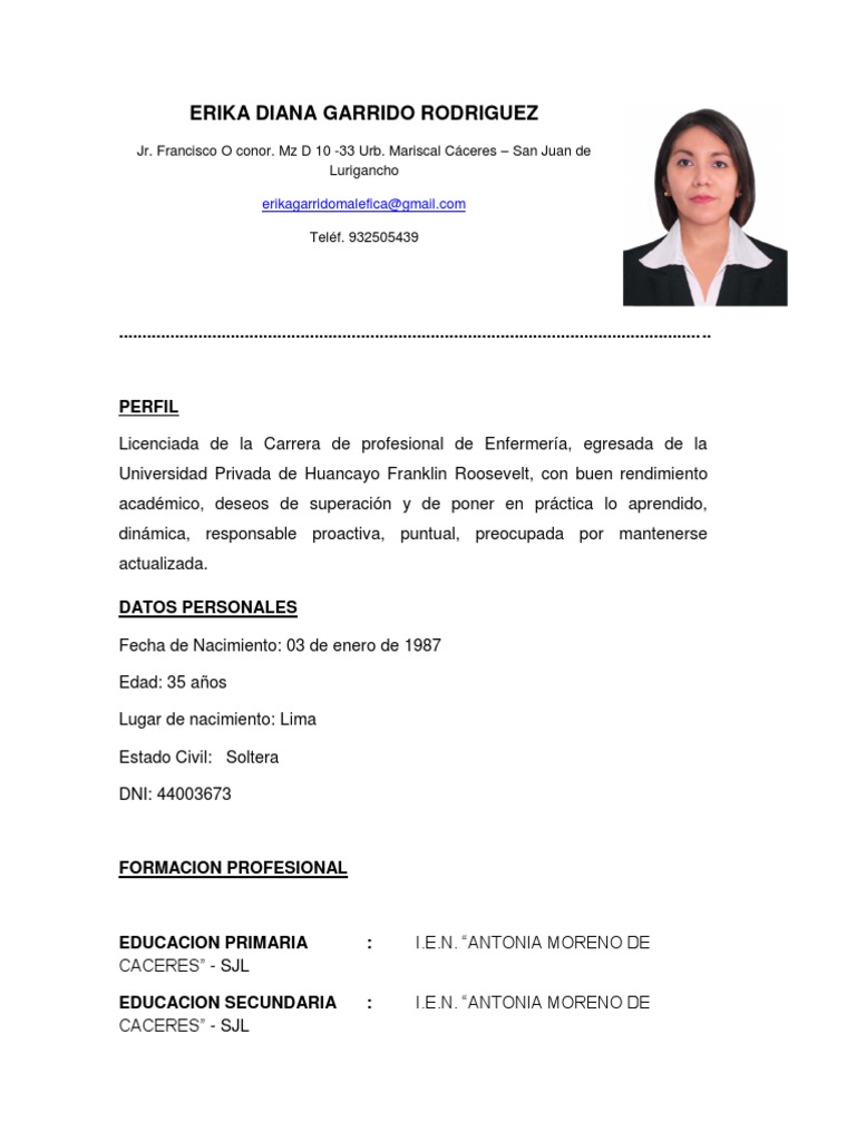 Cv-Lic - Erika Garrido R. | PDF | Salud pública | Medicina