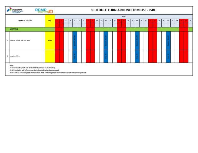 Schedule General Safety Talk ISBL Area | PDF