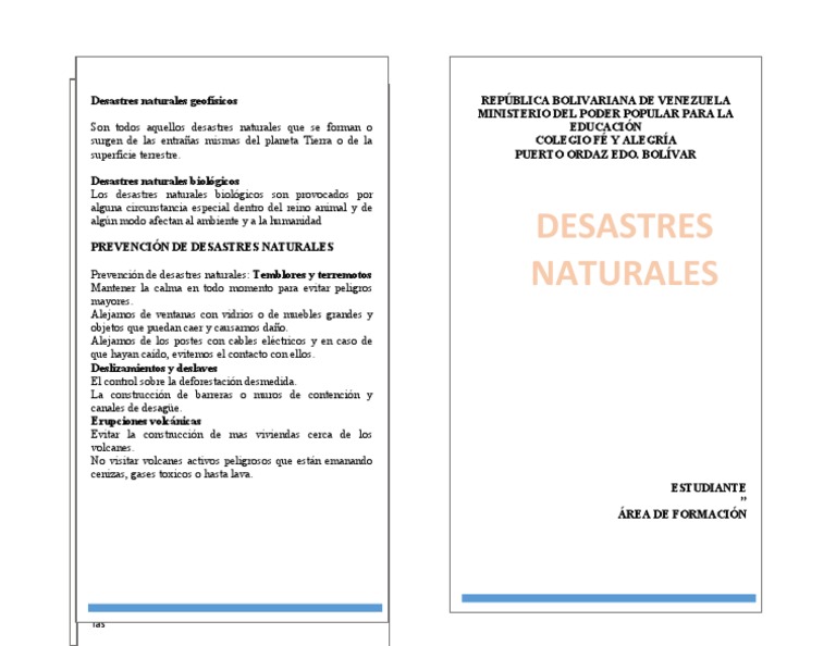 Diptico Desastres Naturales | PDF | Desastres naturales | Inundar Diptico Desastres Naturales | PDF | Desastres naturales | Inundar
