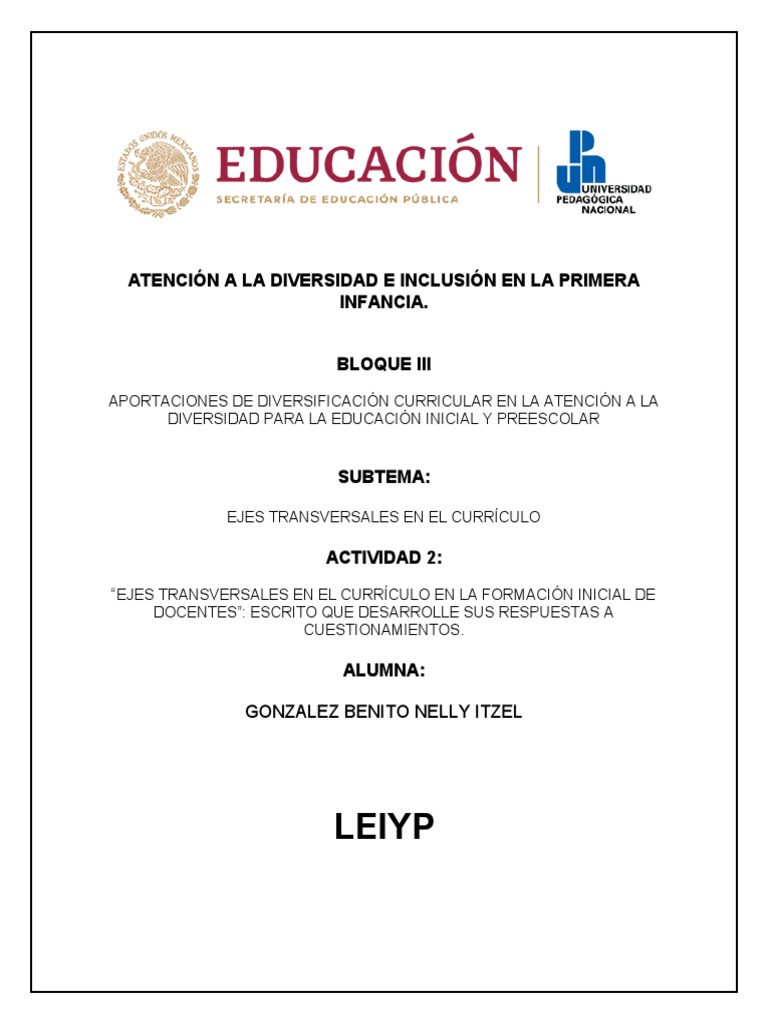 Atención A La Diversidad e Inclusión en La Primera Infancia 3 | PDF | Plan de estudios ...