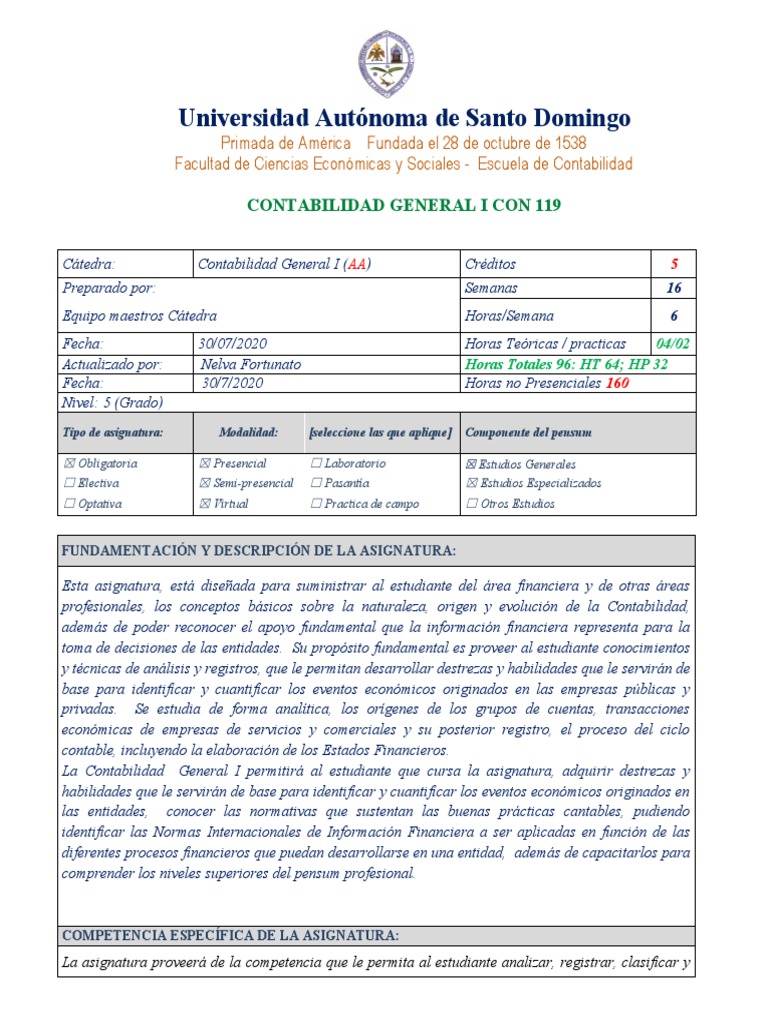 Contabilidad General I CON-119 | PDF | Contabilidad | Evaluación