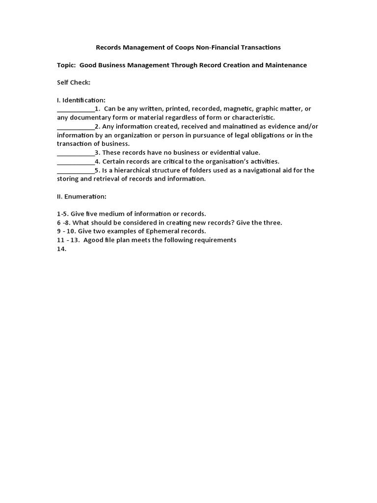 Records Management Module Exercises | PDF