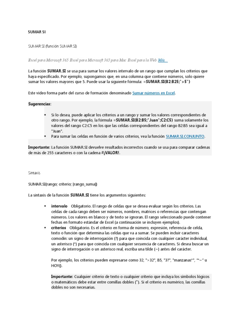SUMAR SI Ejemplos Practicos | PDF | Microsoft Excel | Hoja de cálculo