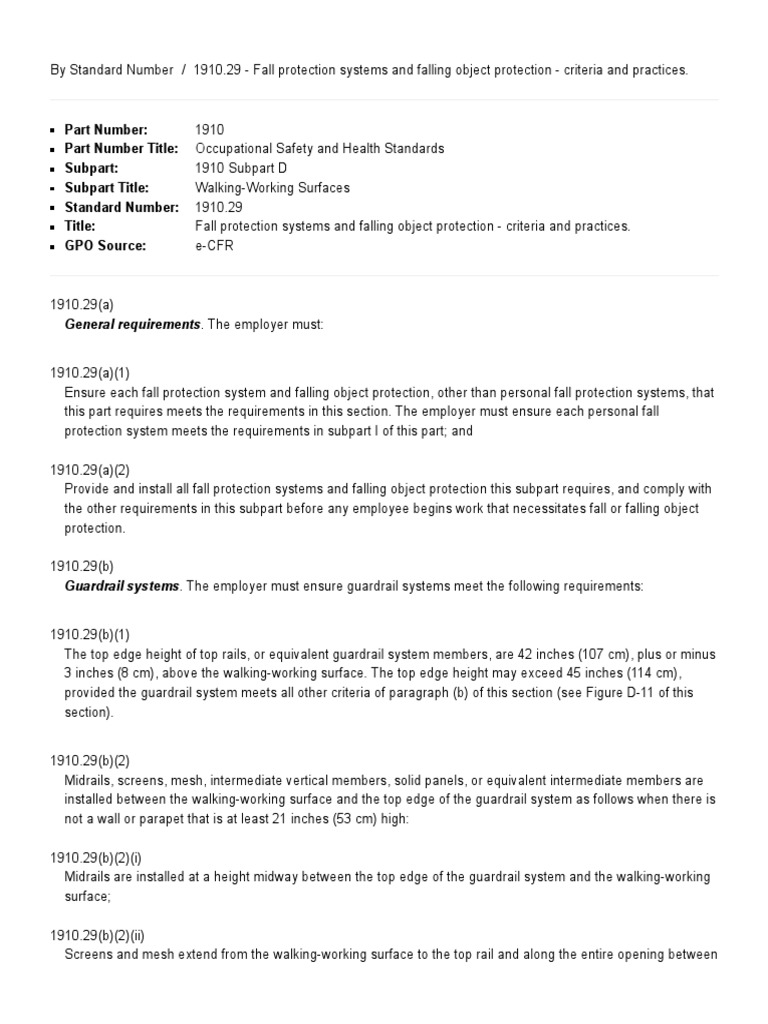 1910.29 - Fall Protection Systems and Falling Object Protection ...