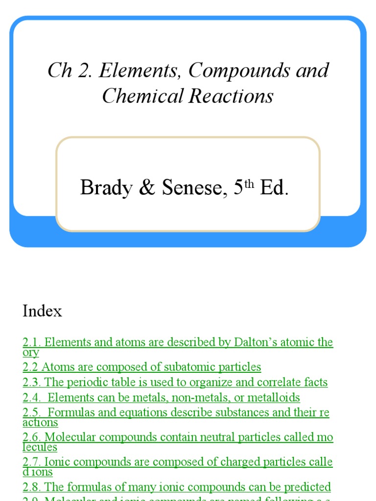 Ch02-Elements Compound and Reactions | PDF