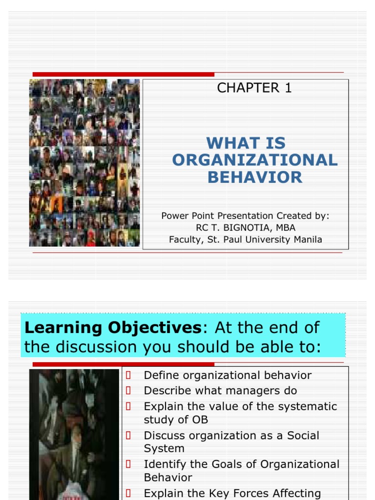 Chapter 1 - Working With People | PDF | Organizational Behavior ...