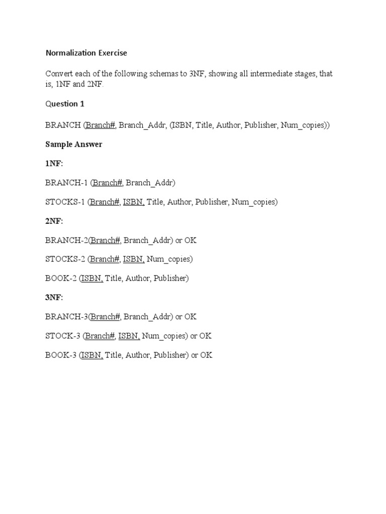 Normalization Exercise Pdf