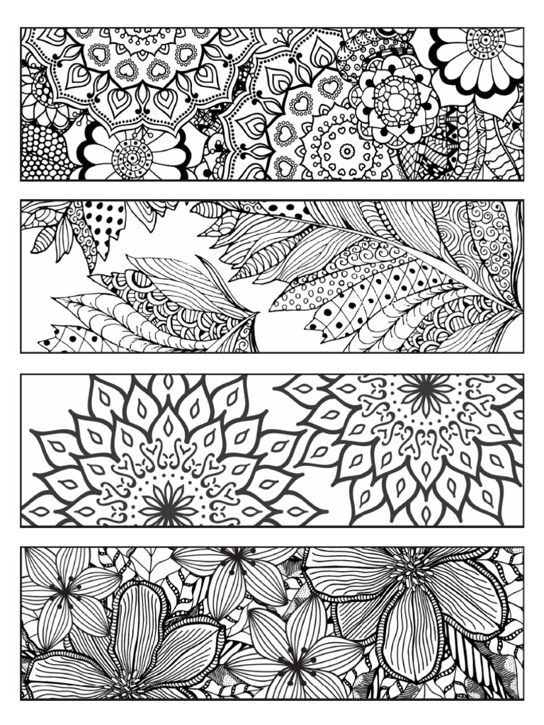 Floral 1 Adult Coloring Bookmarks | PDF