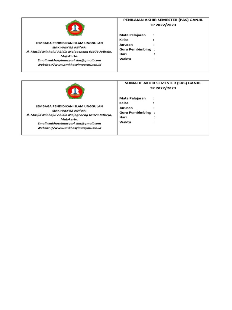 KOP STS Dan PTS | PDF