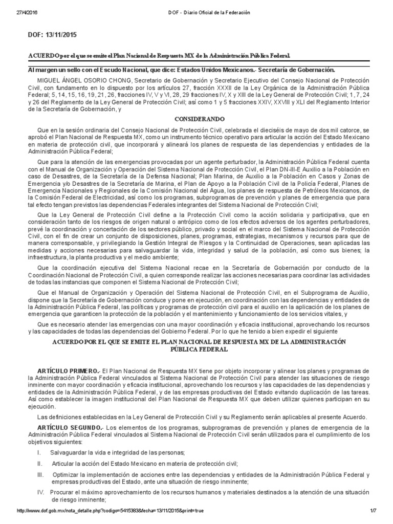 Plan MX | PDF | Defensa Civil | México