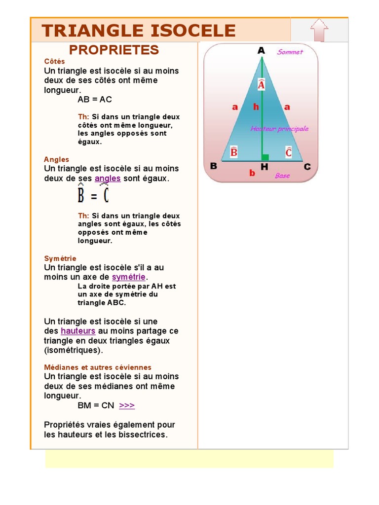 Propriétés du triangle isocèle | PDF | Triangle | Formes géométriques