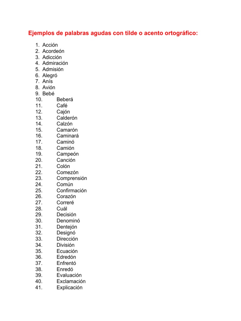 Palabras Agudas | PDF