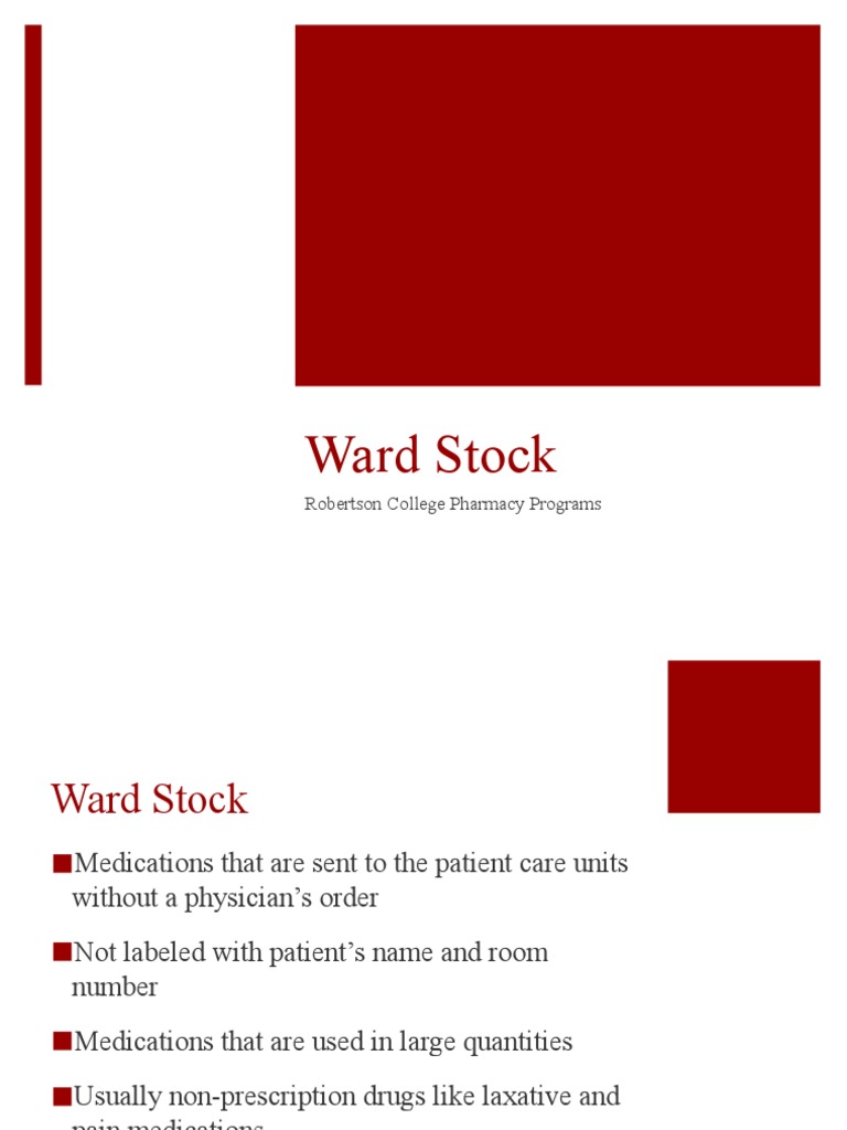 Understanding Ward Stock Medications | PDF