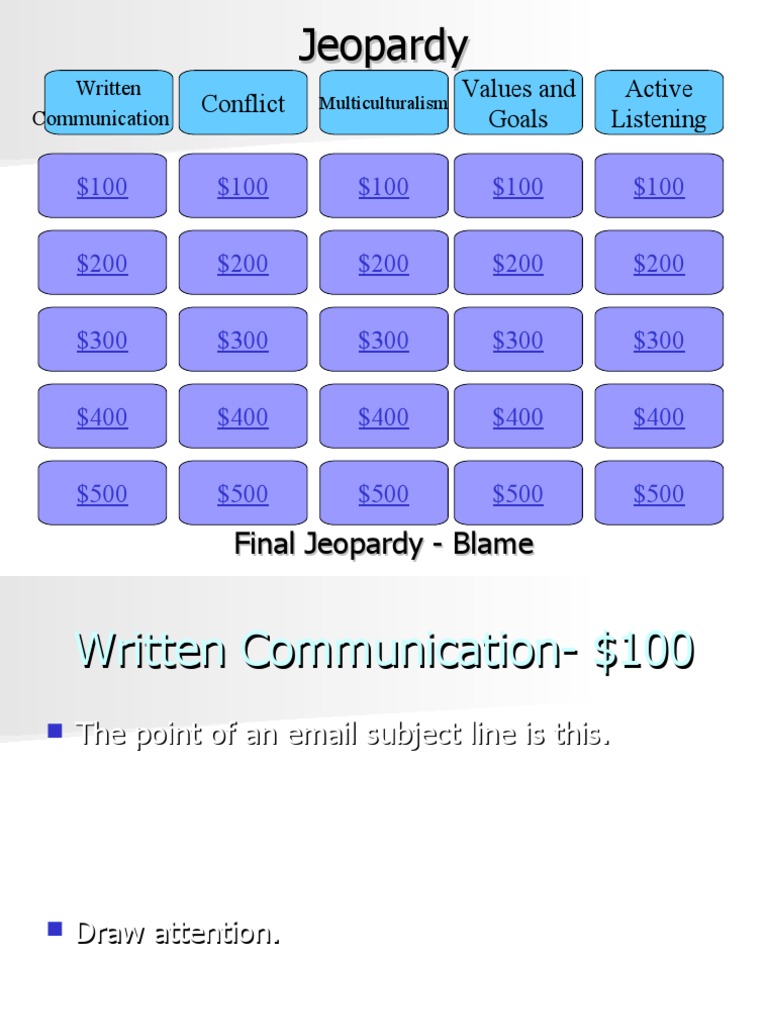 CIS Jeopardy Review 2 | PDF | Negotiation | Psychological Concepts
