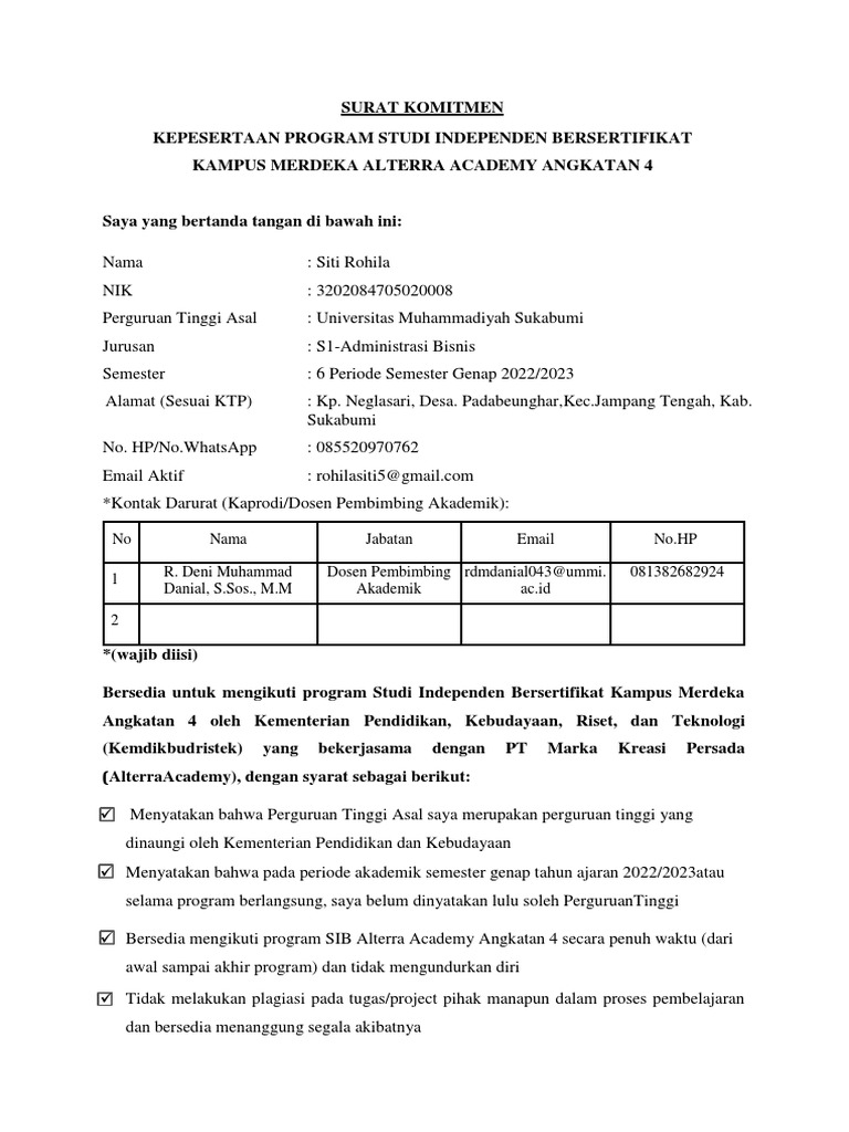 Template - Commitment Letter | PDF