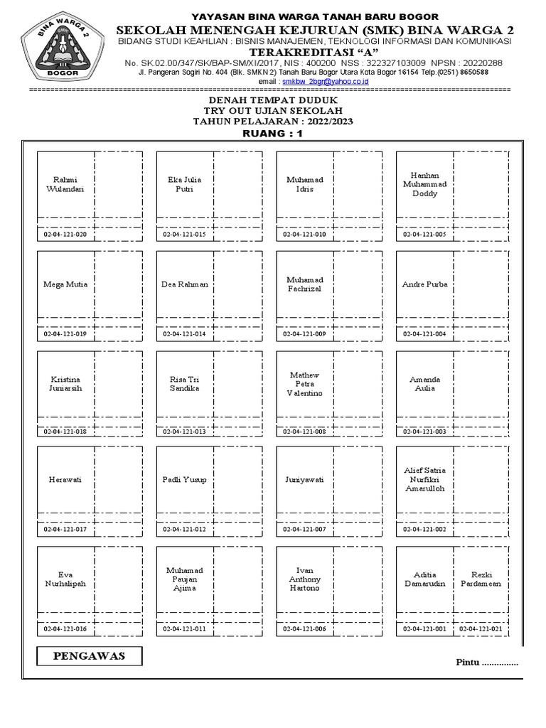 Denah Tempat Duduk To | PDF