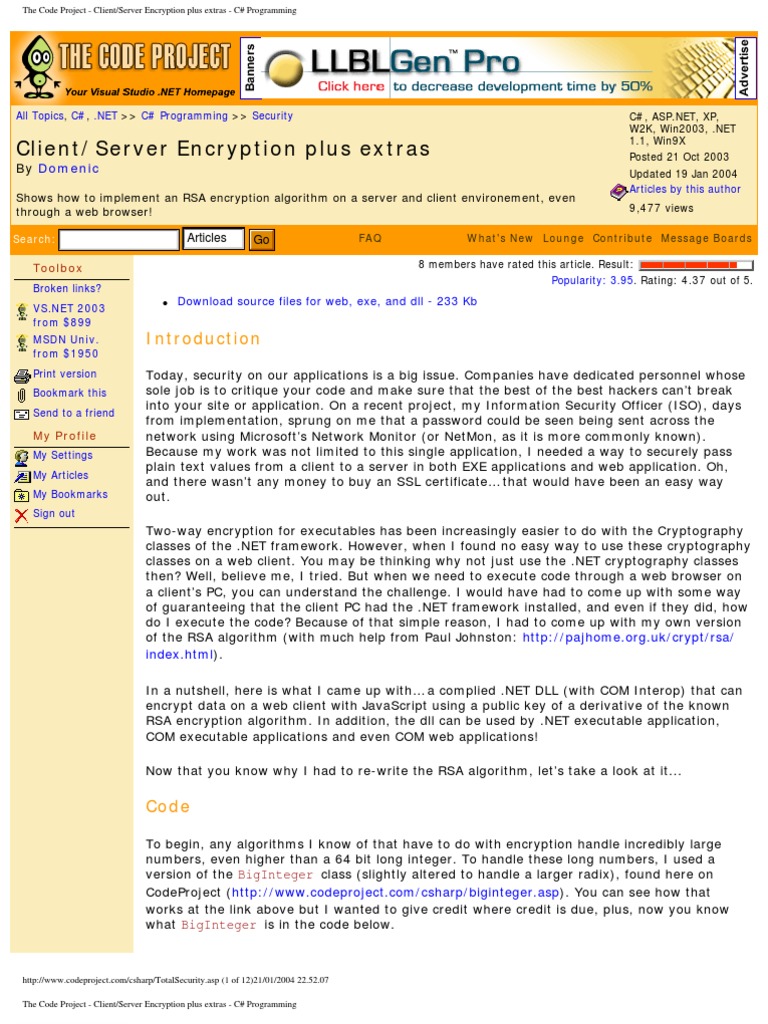 Encryption - Client Server Encryption Plus Extras - C# Programming ...