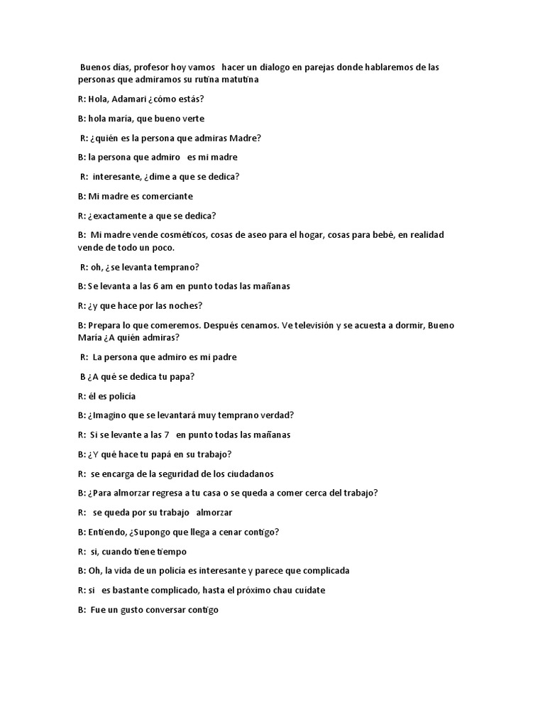 Dialogo de Las Rutinas | PDF