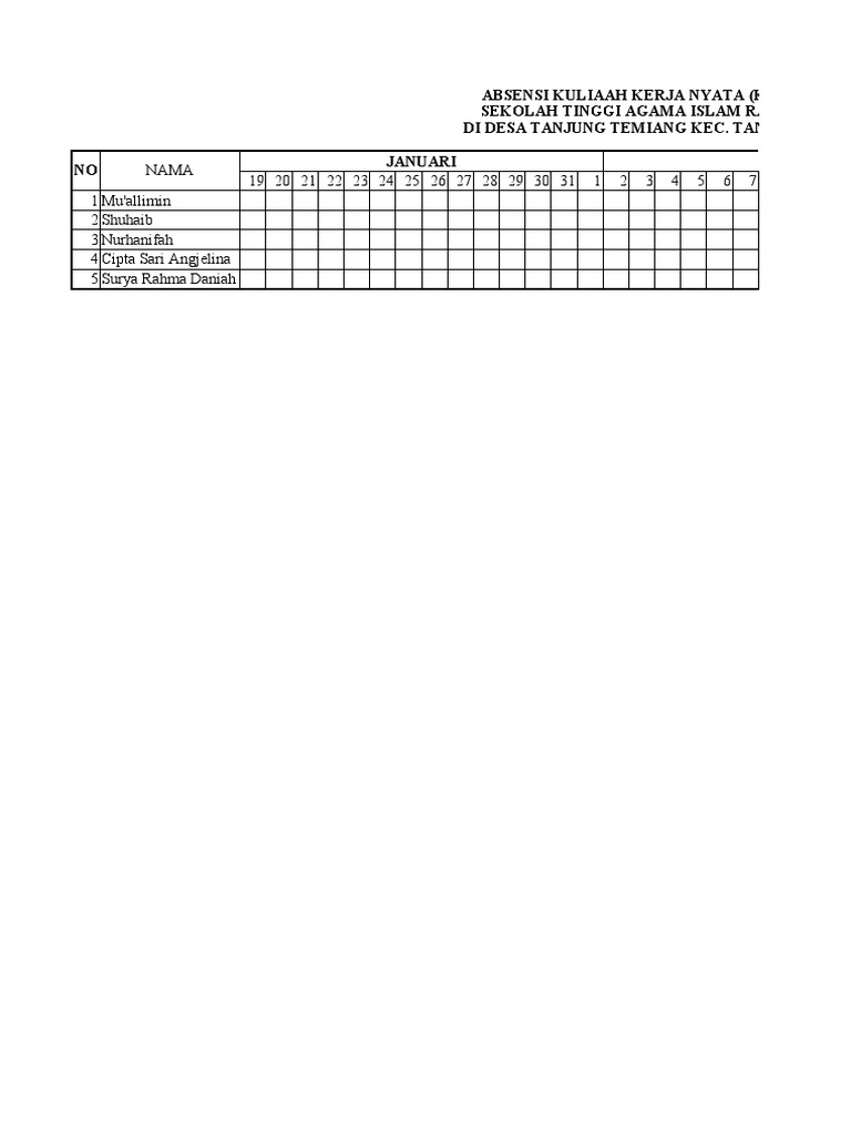 Contoh Absensi KKN | PDF