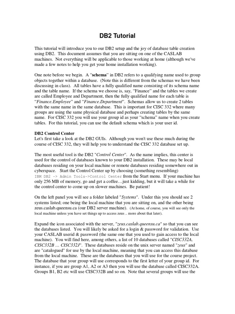 Db2 Tutorial | PDF | Ibm Db2 | Databases