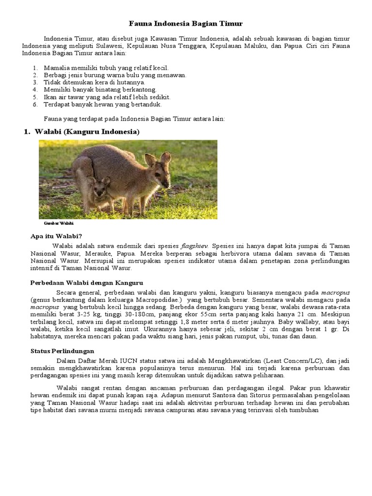 Ciri-Ciri Fauna Indonesia Bagian Timur | PDF