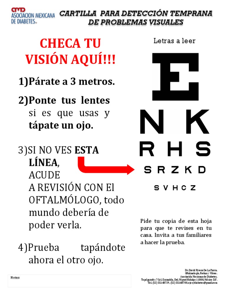 Cartilla de Agudeza Visual AMD para Cartel V5 | PDF