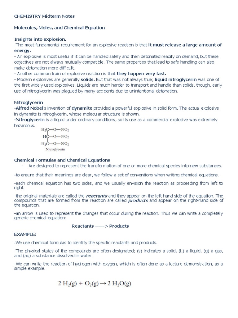 Chemistry Notes | PDF | Mole (Unit) | Solubility