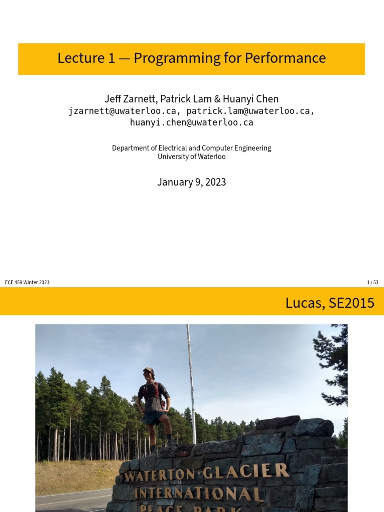 L01 Slides Programming For Performance Pdf Parallel Computing Central Processing Unit