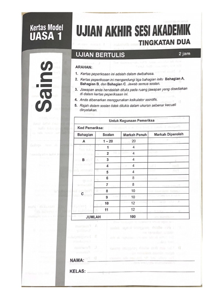 Uasa Model 1 Sec A & B | PDF