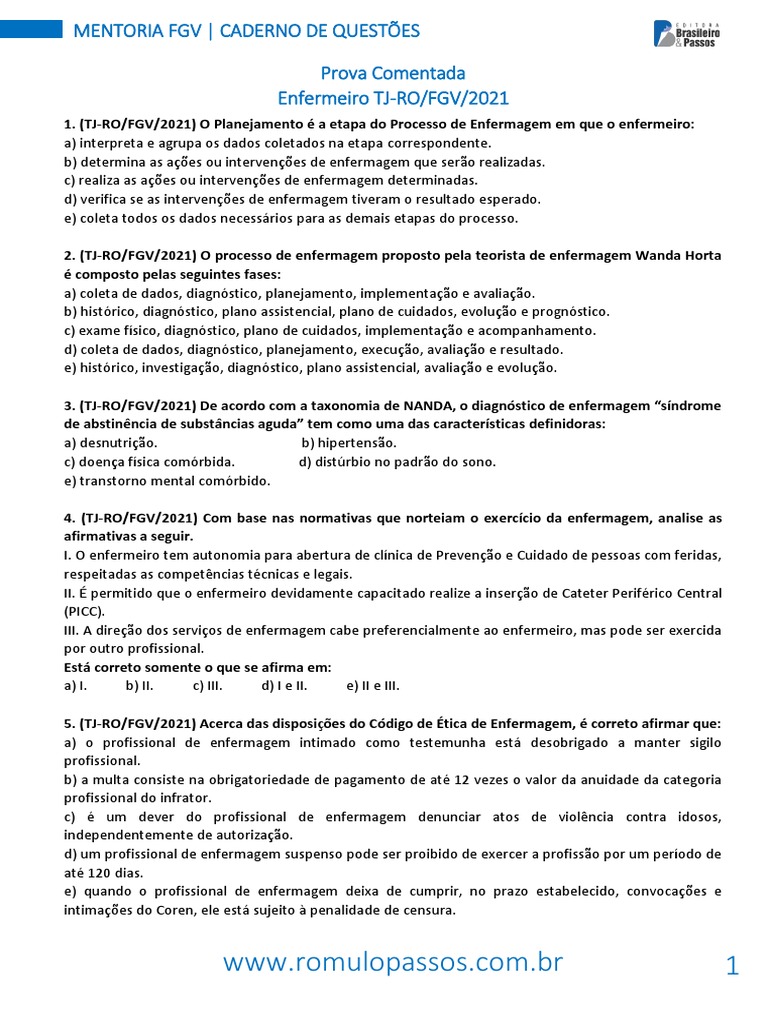 4 Simulado de Enfermagem FGV 1 | PDF | Enfermagem | Choque (circulatório) 4 Simulado de Enfermagem FGV 1 | PDF | Enfermagem | Choque (circulatório)