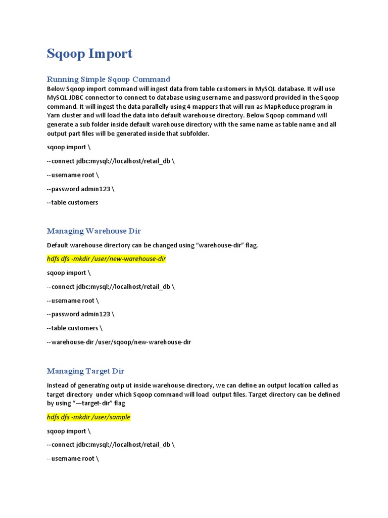 Sqoop Commands | Download Free PDF | My Sql | Apache Hadoop