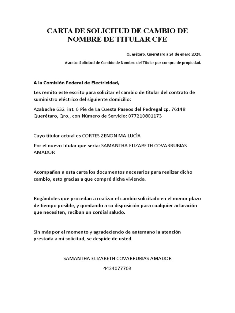 Carta CFE | PDF