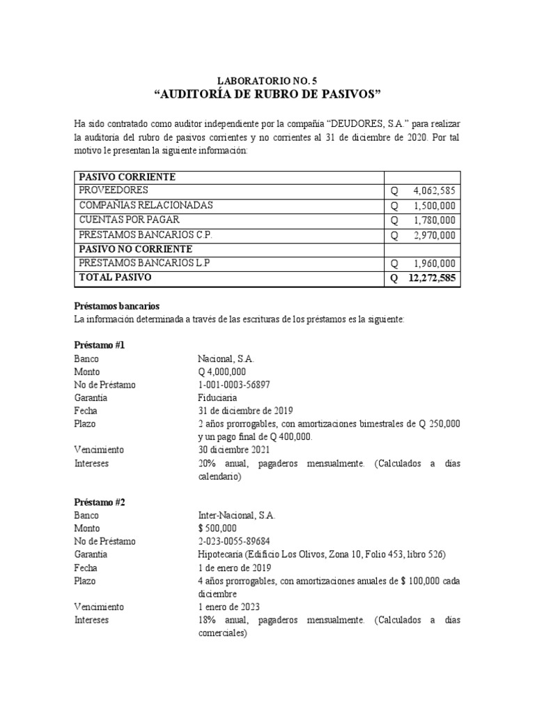 Laboratorio Pasivos... | PDF | Bancos | Economias