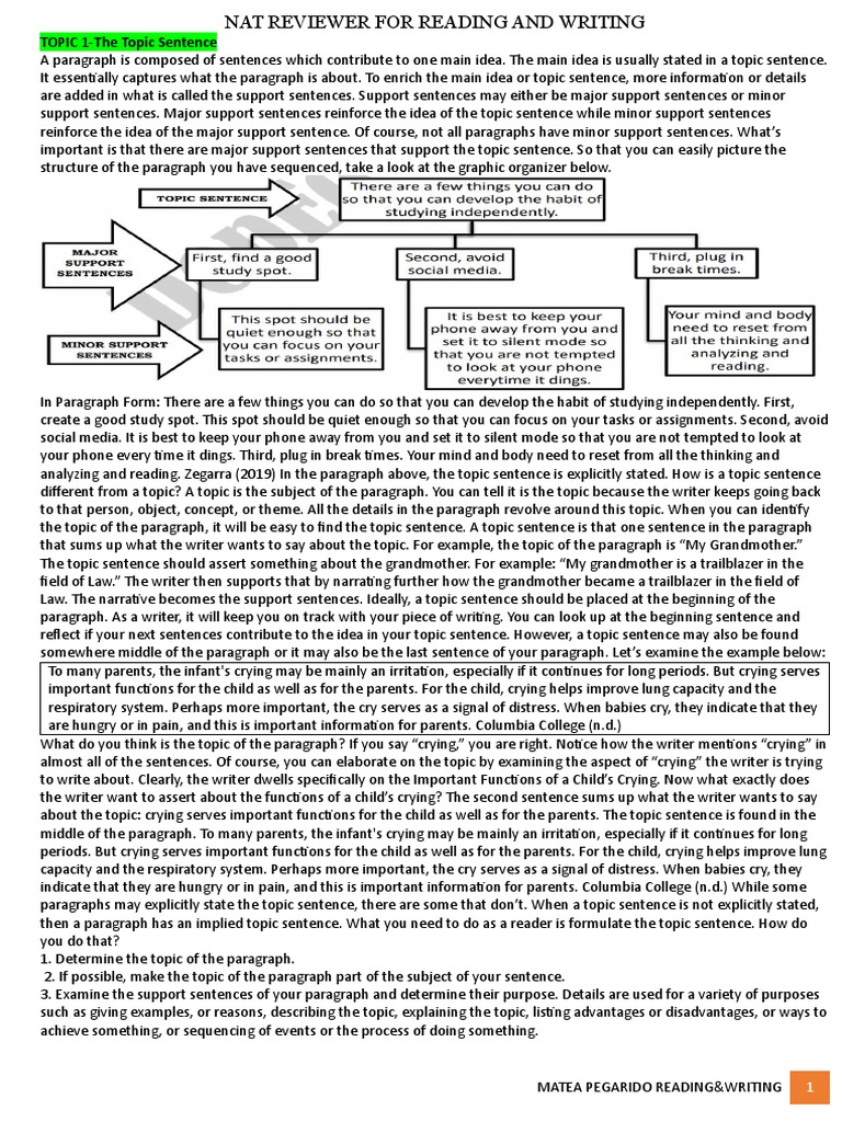 Nat Reviewer For Reading and Writing | PDF | Grammatical Gender | Essays