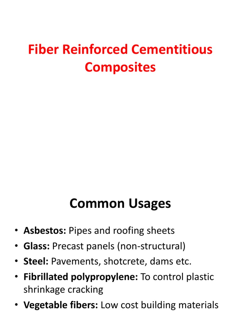 Fiber Reinforced Cement Composites: Common Uses and Types | PDF ...