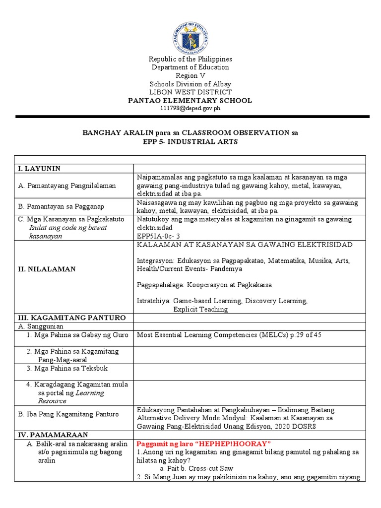 Co Lesson Plan Ia | PDF