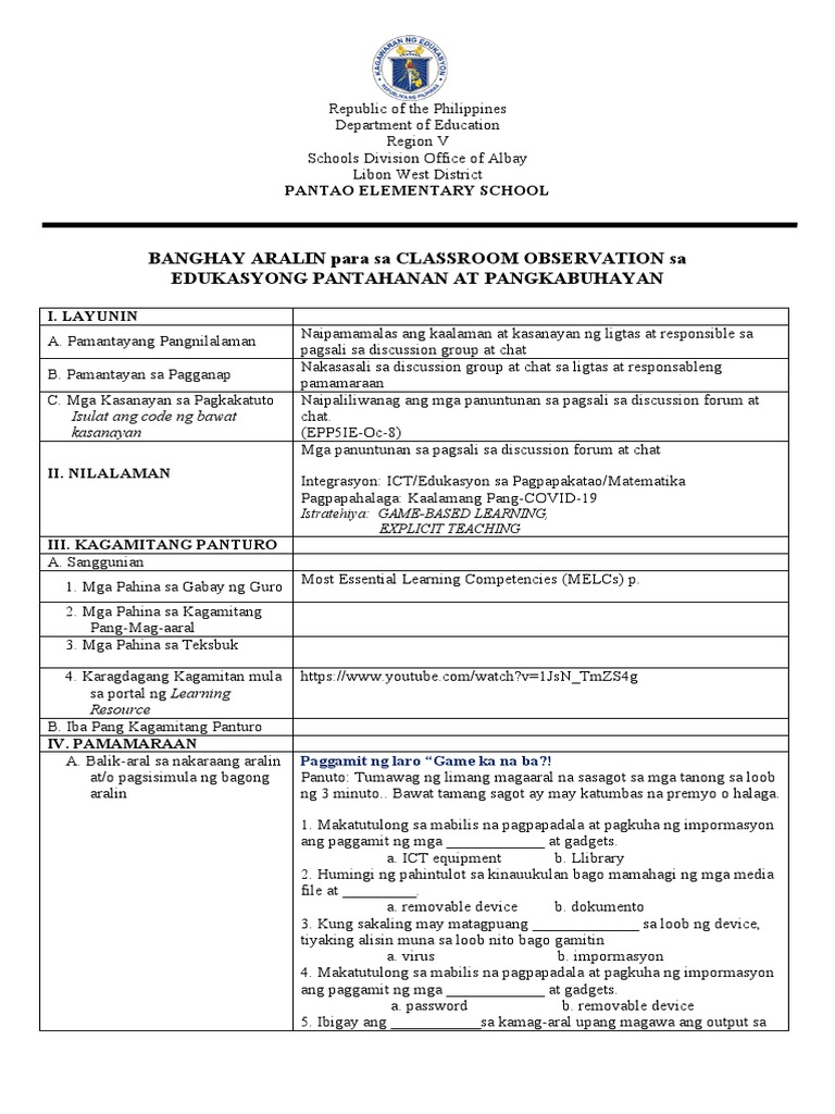 Co Lesson Plan Epp Ict | PDF