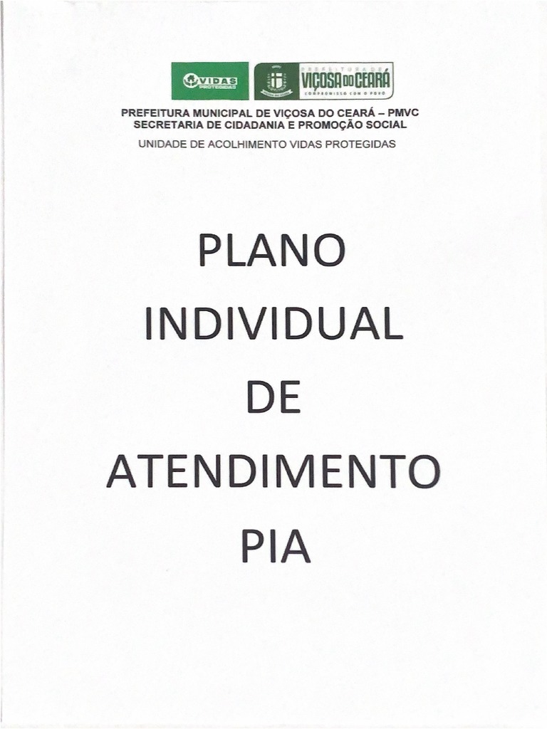 Plano Individual de Atendimento-Pia | PDF