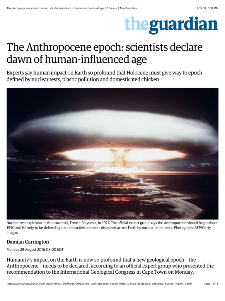 Carrington, Anthropocene | PDF | Anthropocene | Geologic Time Scale