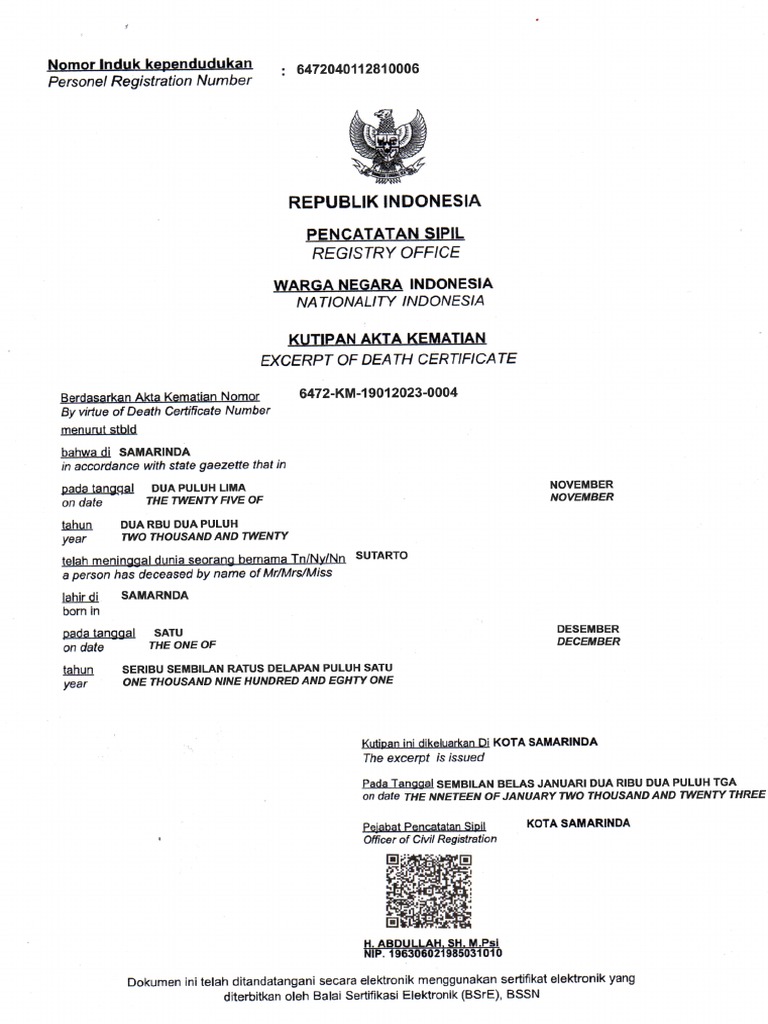 Akta Kematian Nurhayati Pdf