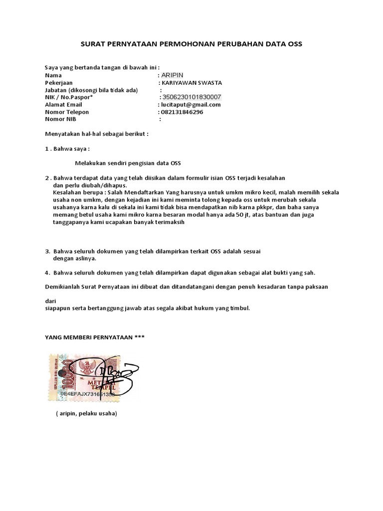 Surat Rollback Oss | PDF