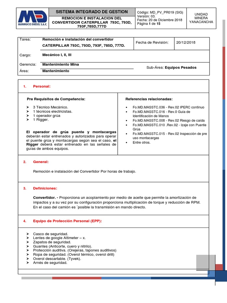 MD - PV - PR019 (SIG) R& Convertidor 793C, 793D, 793F, 785D, 777D | PDF