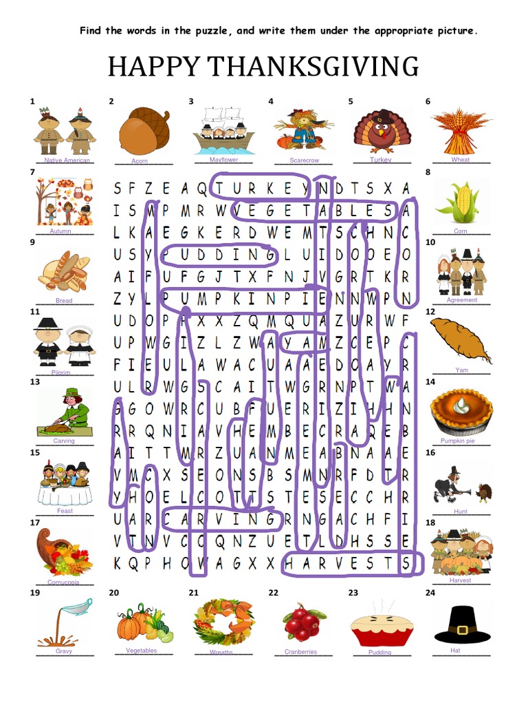 Happy Thanksgiving Wordsearch | PDF | Foods | Cuisine