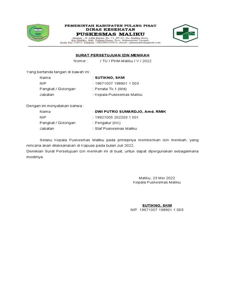 Surat Persetujuan Izin Menikah Pdf